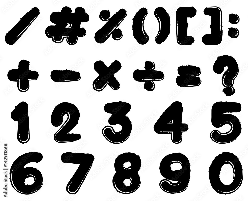 Font design for numbers and signs in black Stock Vector | Adobe Stock
