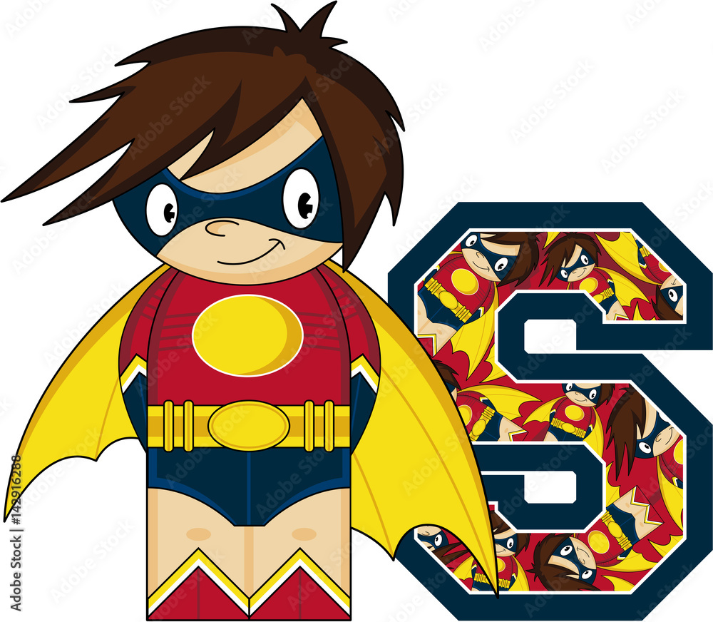 S is for Superhero Alphabet Learning Illustration Stock Vector | Adobe ...