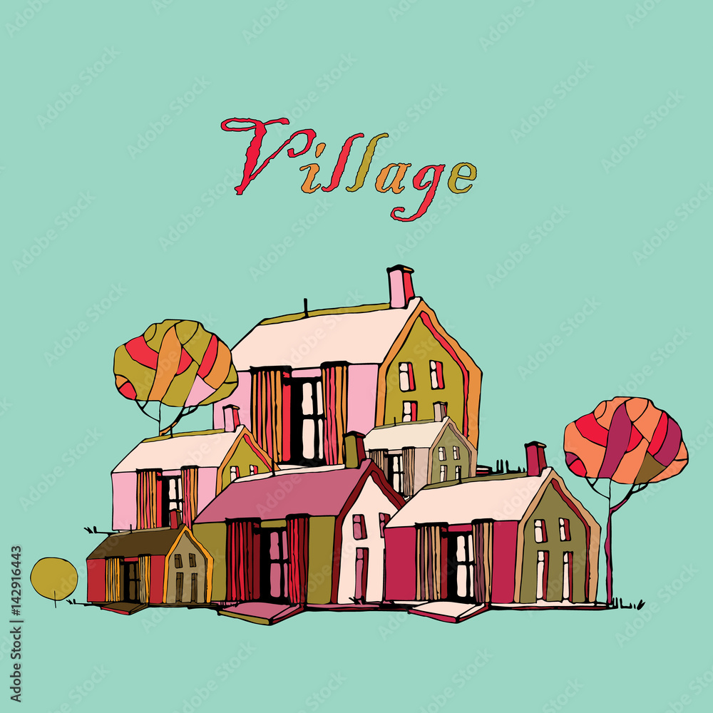 Vector isolated illustration about village. Stock Vector | Adobe Stock
