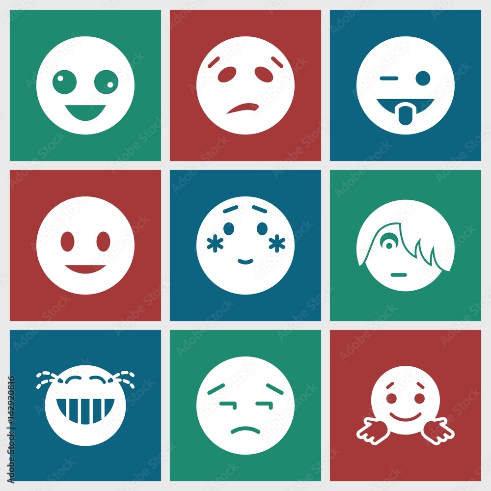Set of 9 emotion filled icons Stock Vector | Adobe Stock