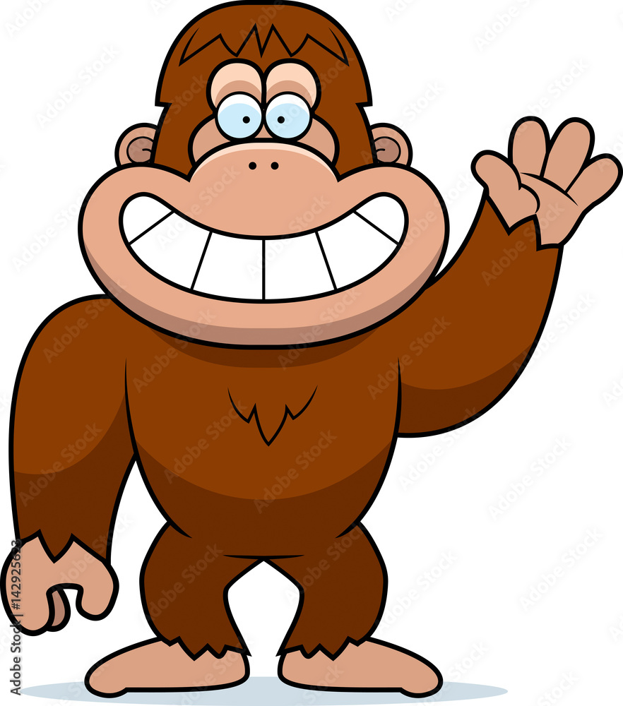 Cartoon Bigfoot Waving Stock Vector | Adobe Stock
