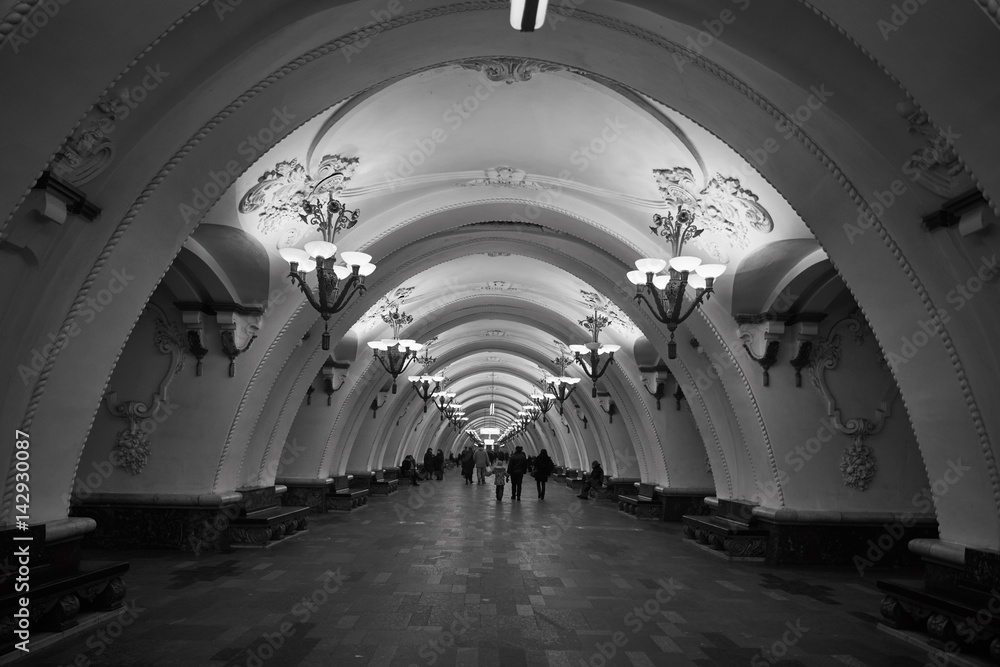 Moscow - 10 January 2017: People waiting for train at the Moscow metro ...
