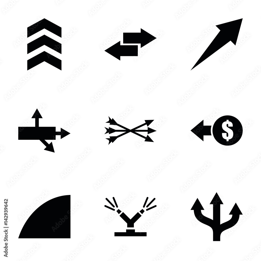 Set of 9 arrows filled icons Stock Vector | Adobe Stock