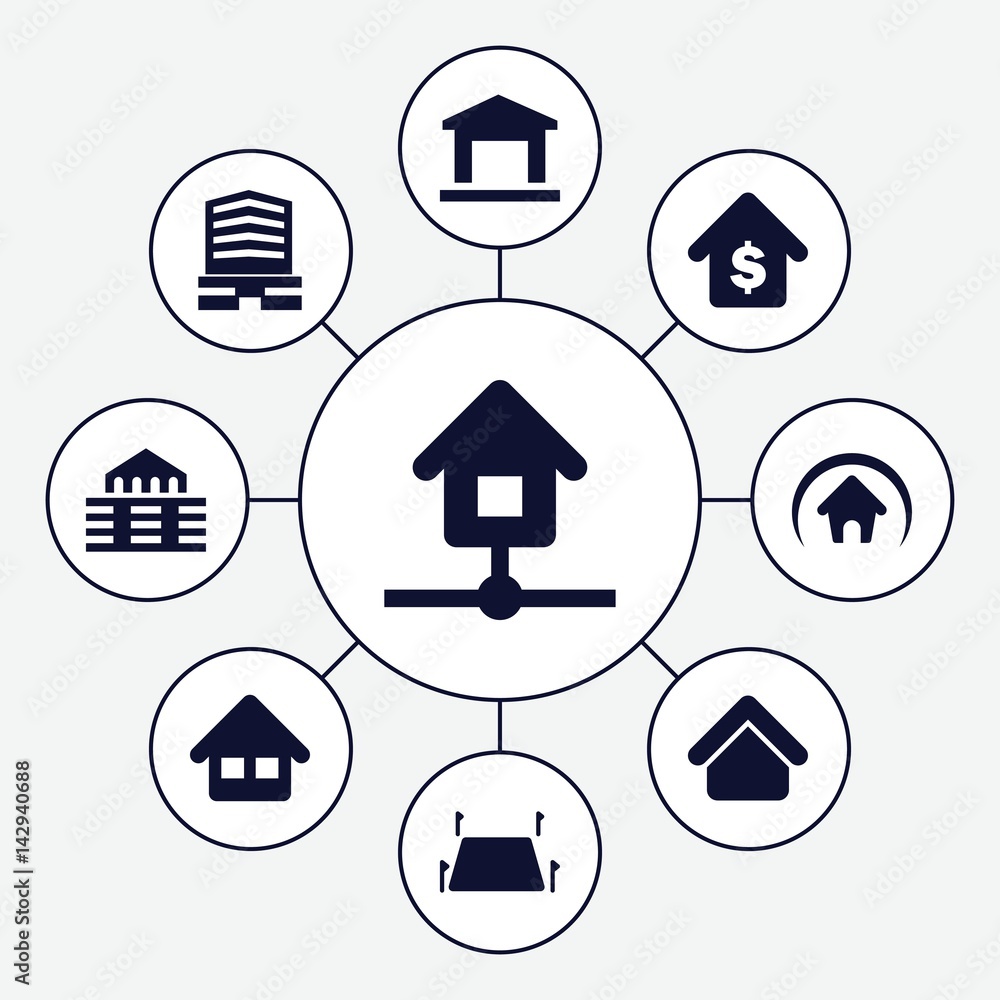 Set of 9 real filled icons Stock Vector | Adobe Stock