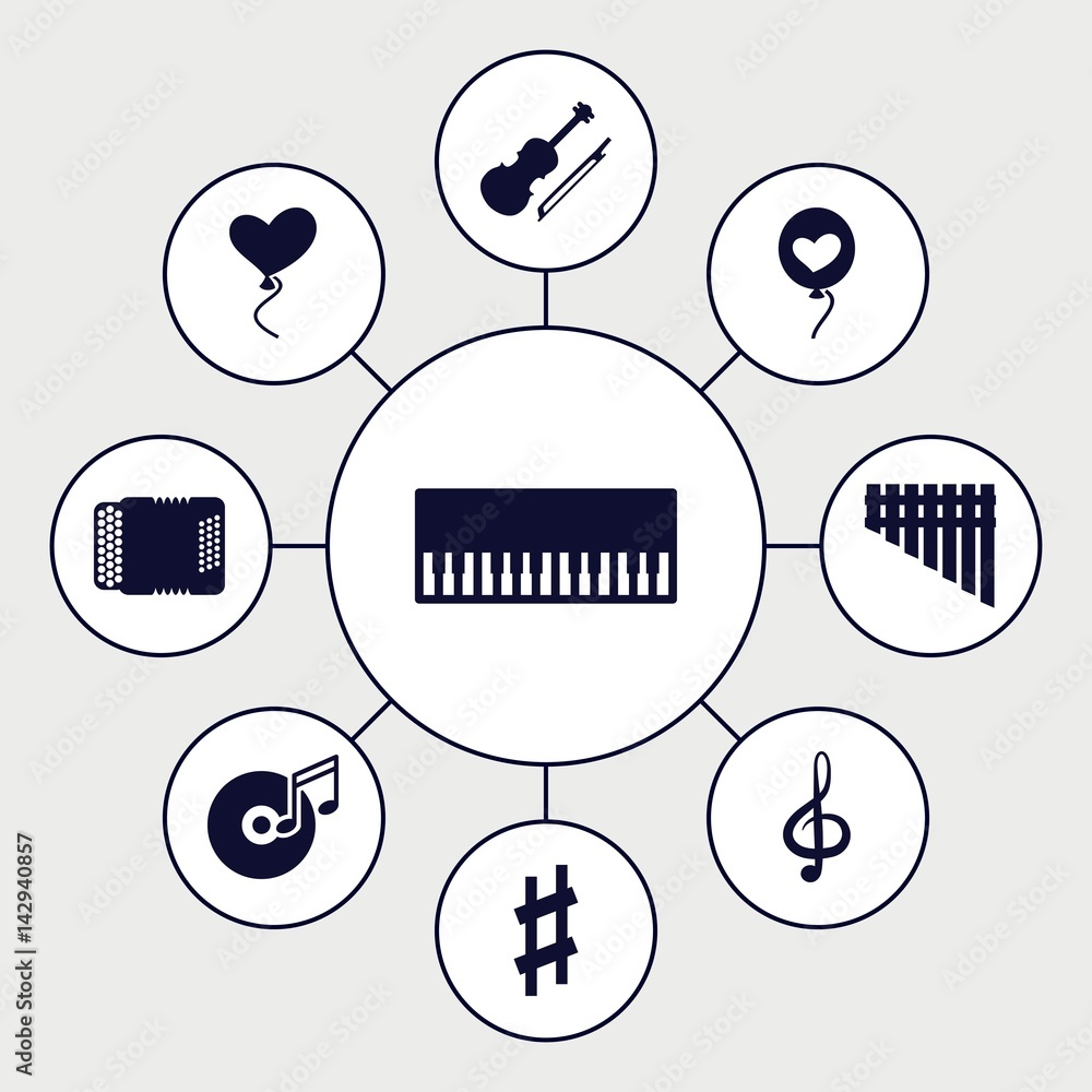 Set of 9 classical filled icons Stock Vector | Adobe Stock