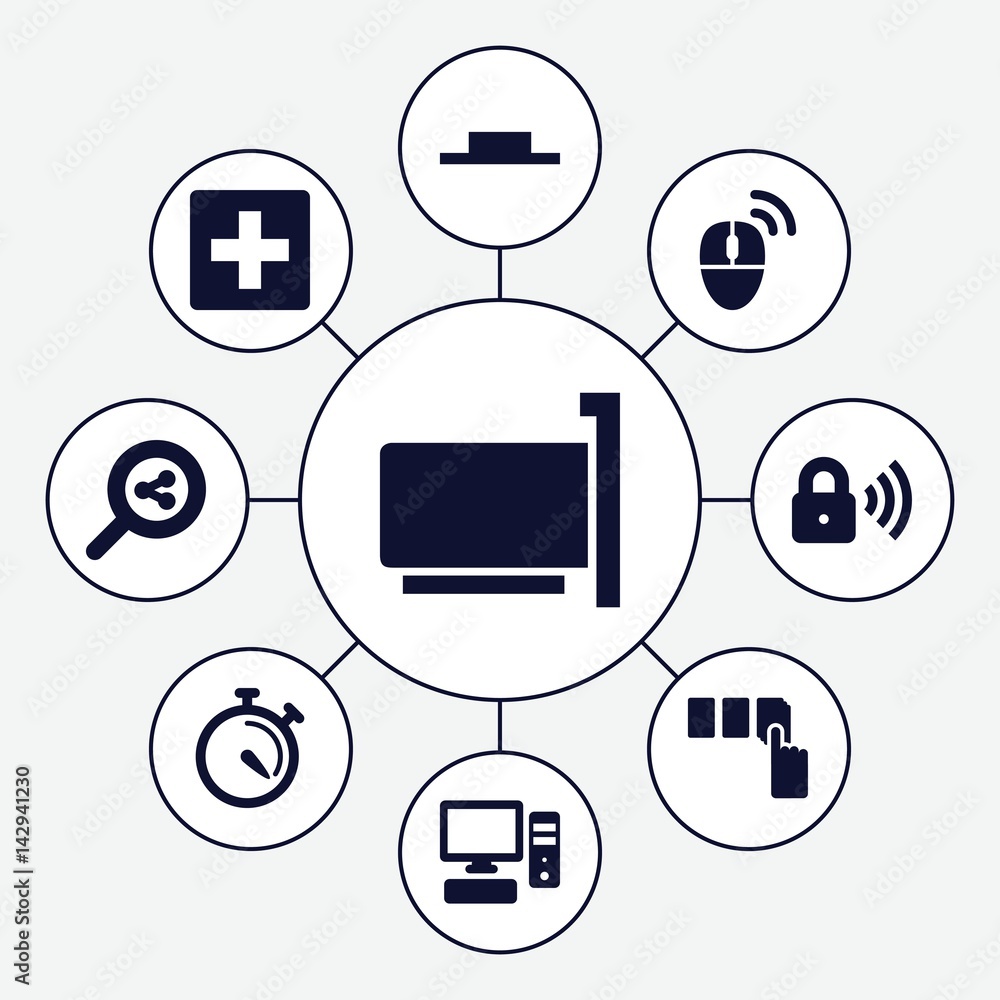 Set of 9 internet filled icons Stock-Vektorgrafik | Adobe Stock