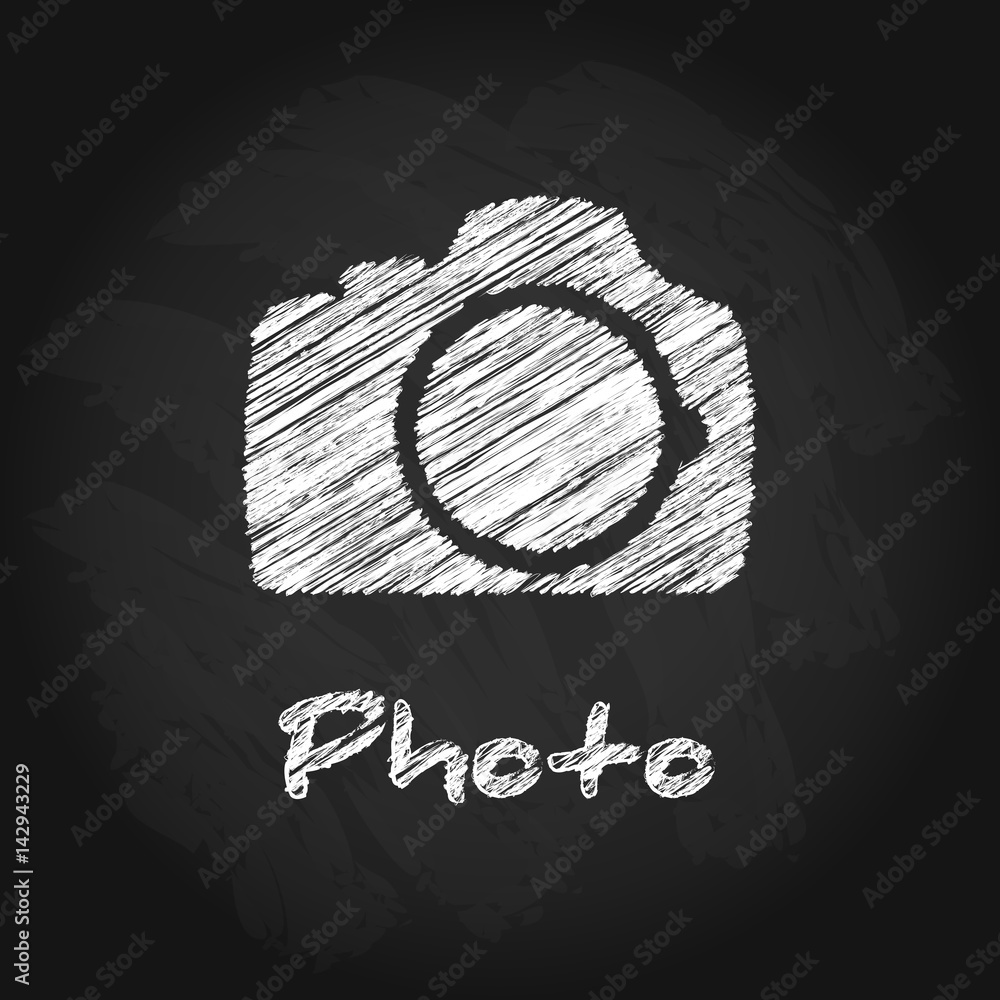 Chalk camera vector logo Stock Vector | Adobe Stock