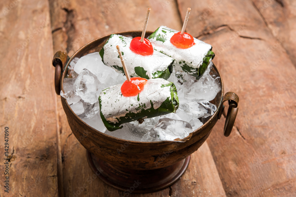 ready to eat Indian Sweet Masala Meetha Paan or Kolkata Meetha pan ...