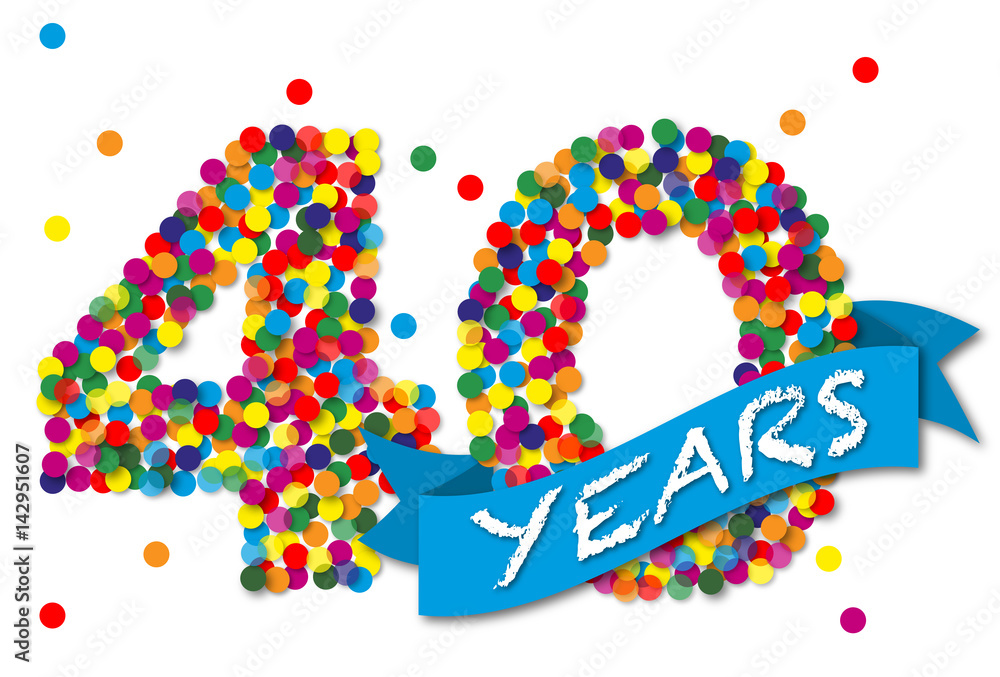 Konfetti Zahlen, Zahl 40 years, bunt, papier, vektor Stock Vector ...