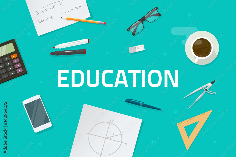Education concept vector illustration, flat style learning objects on ...