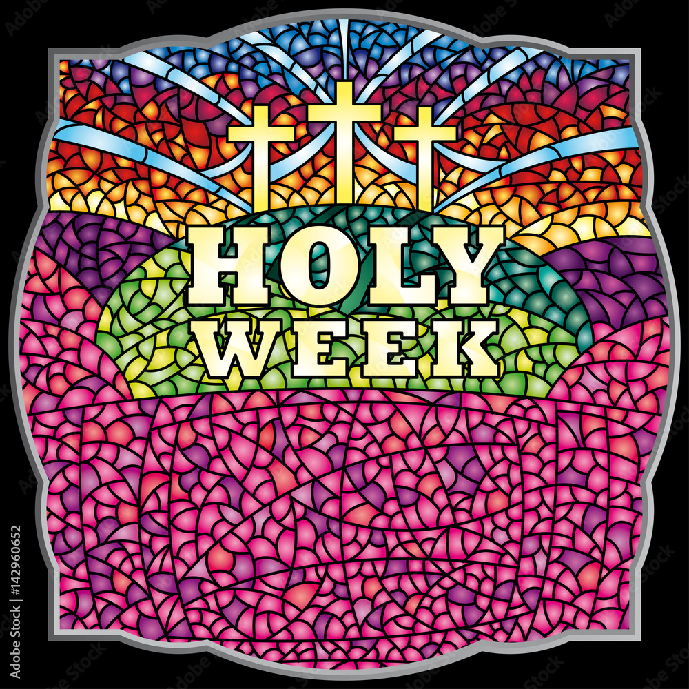 Holy Week in stained glass with the theme of the crucifixion of Christ ...