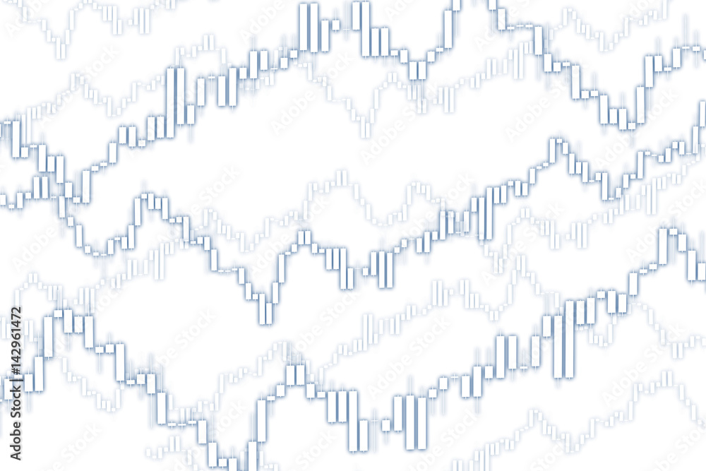 Stock market chart blue color silhouette on white background 3D ...