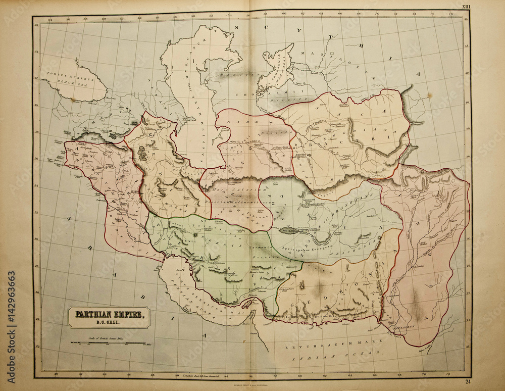 Parthian empire. Ancient map of the world . Published by George Philip ...