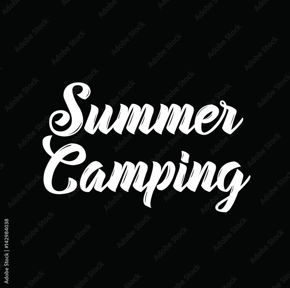 summer camping, text design. Vector calligraphy. Usable as background ...