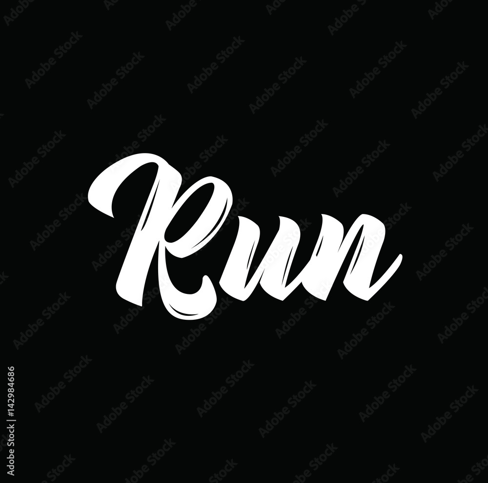 run, text design. Vector calligraphy. Usable as background. Stock ...