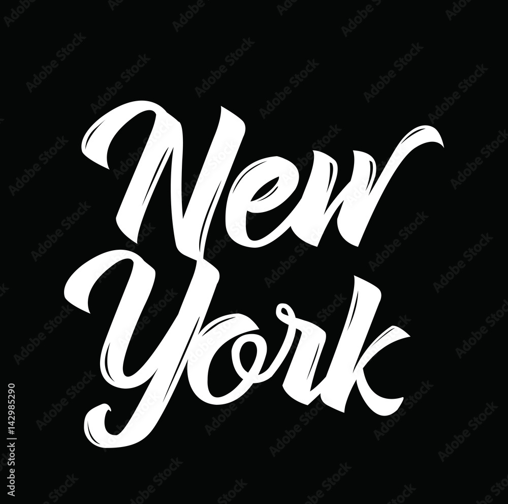 new york, text design. Vector calligraphy. Typography poster. Stock ...