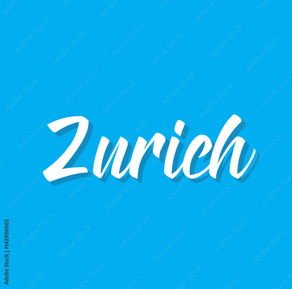 zurich, text design. Vector calligraphy. Typography poster. Stock ...