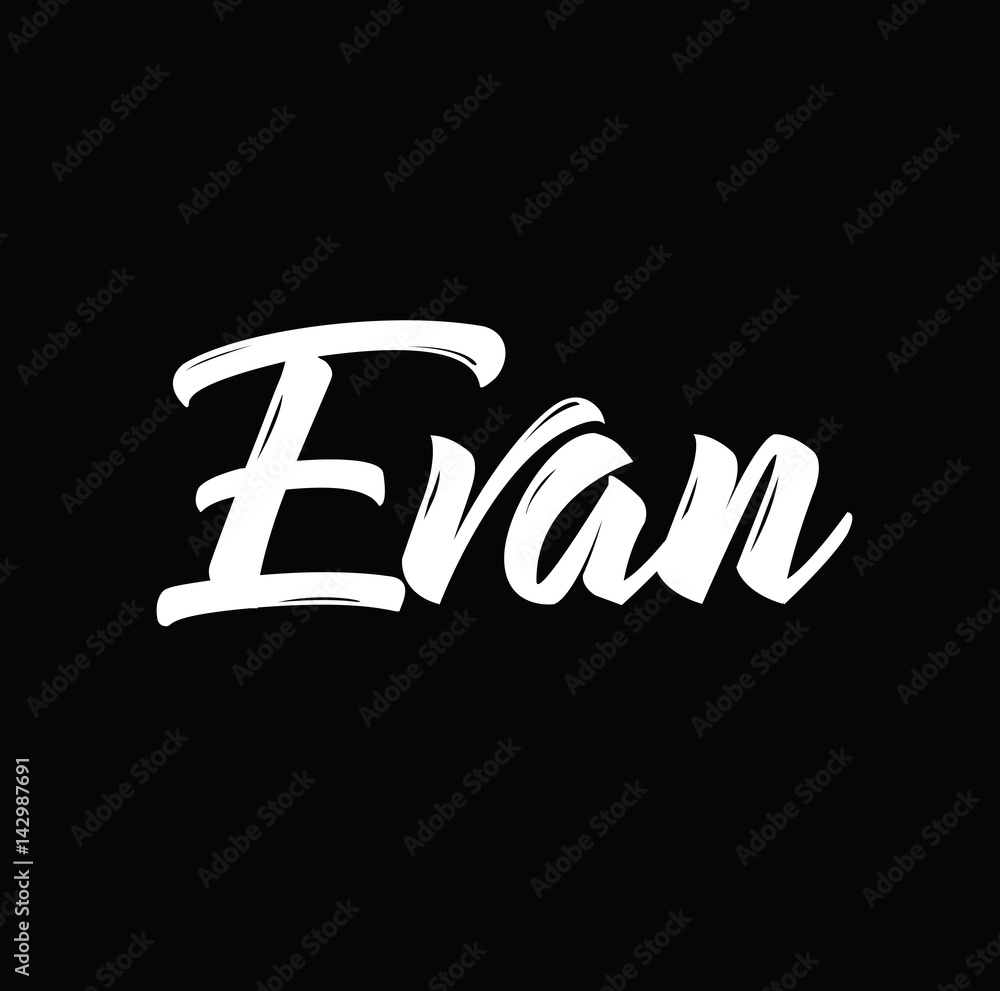evan, text design. Vector calligraphy. Typography poster. Stock Vector ...
