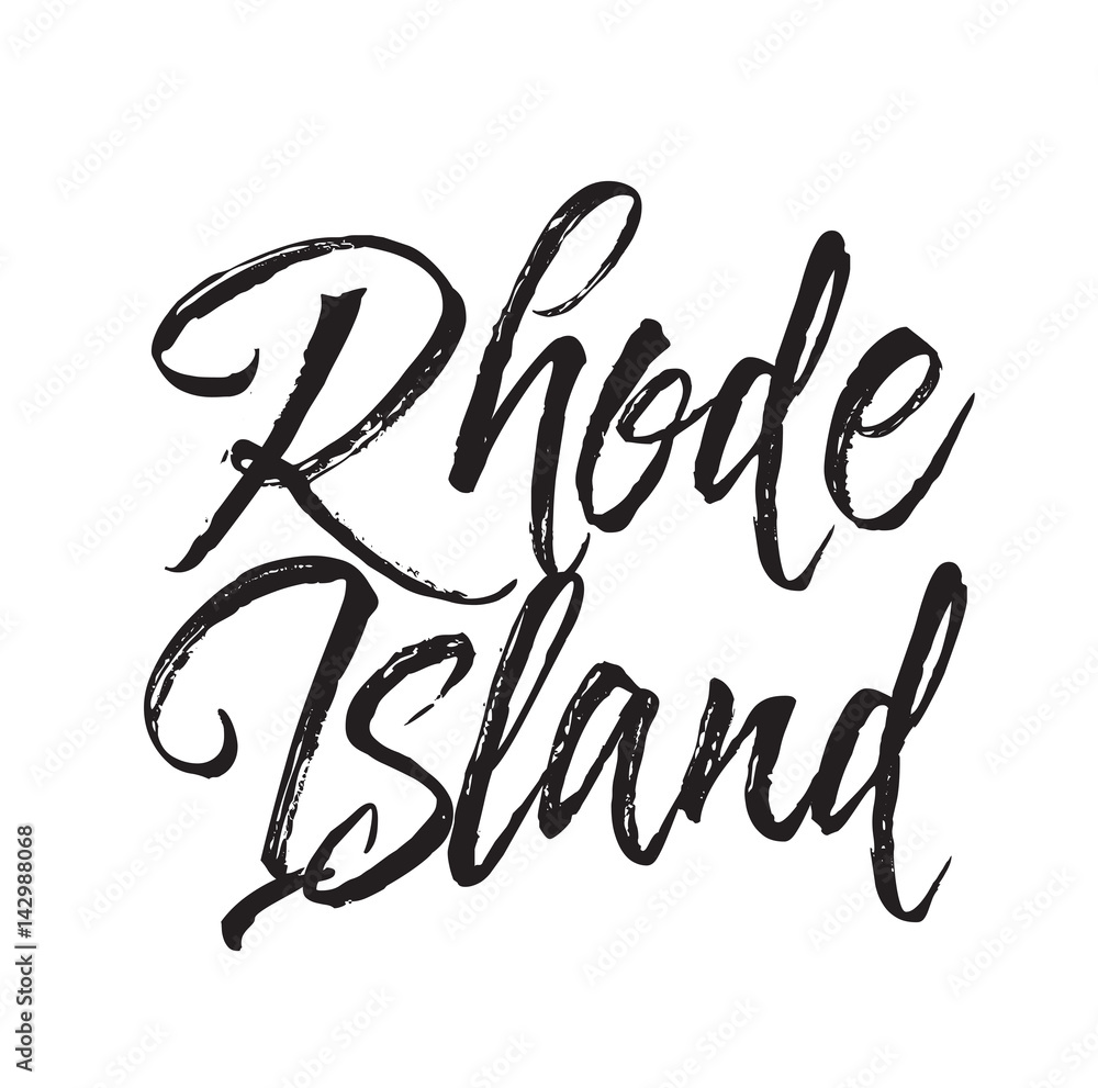 Vetor de rhode island, text design. Vector calligraphy. Typography ...