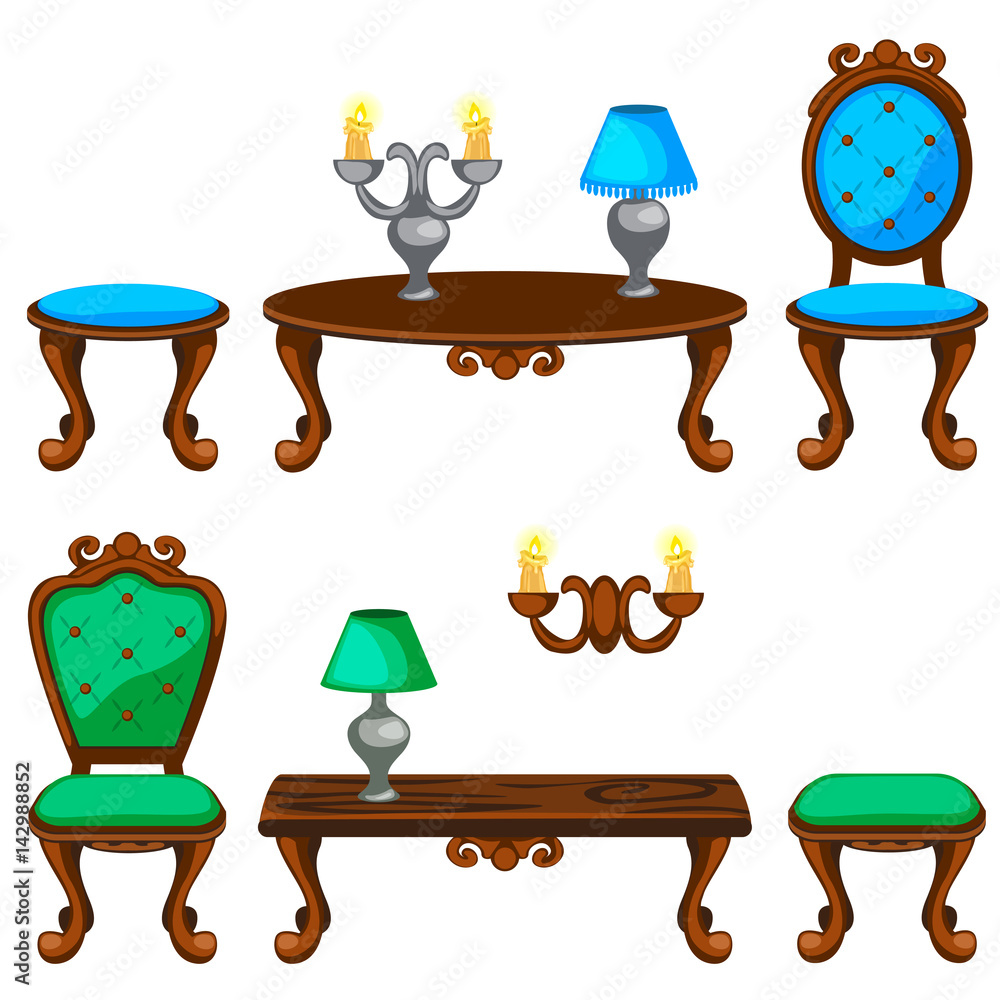 cartoon colorful Retro furniture Stock Illustration | Adobe Stock