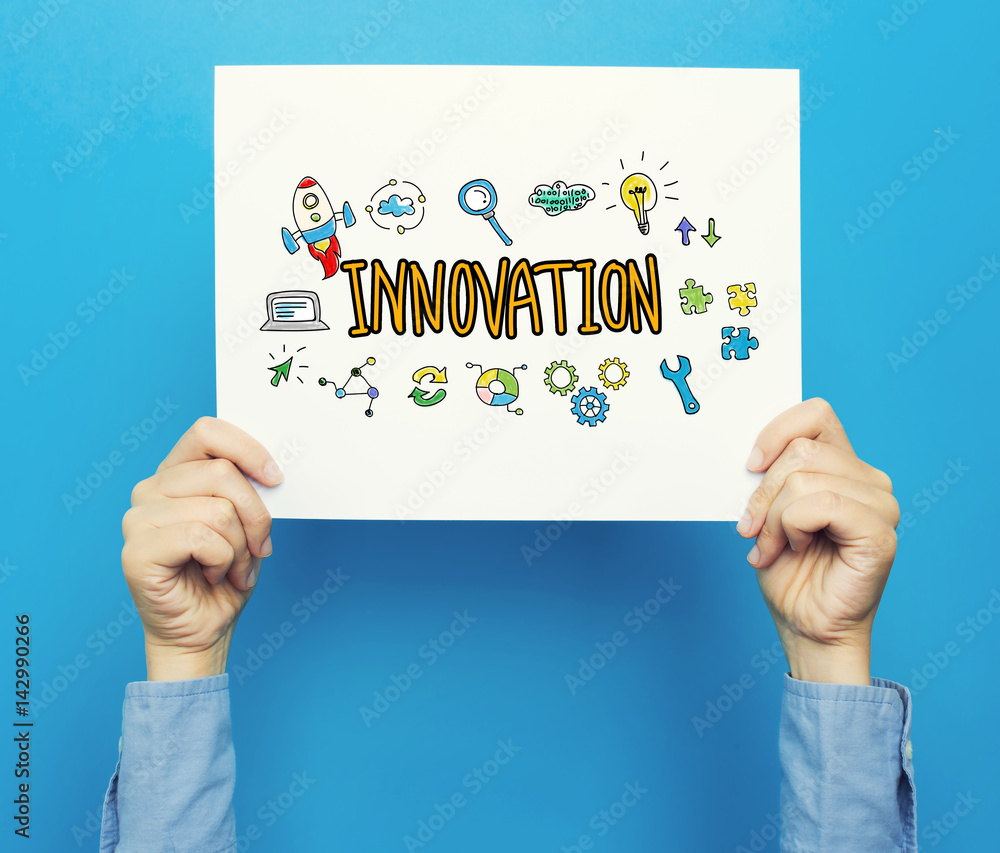 Innovation text on a white poster foto de Stock | Adobe Stock