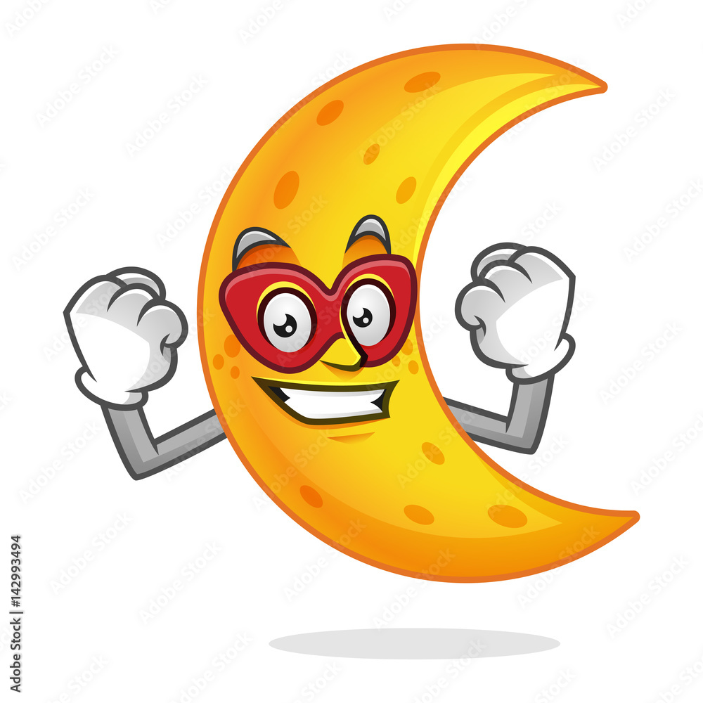 Superhero moon mascot, superhero moon character, moon cartoon vector ...