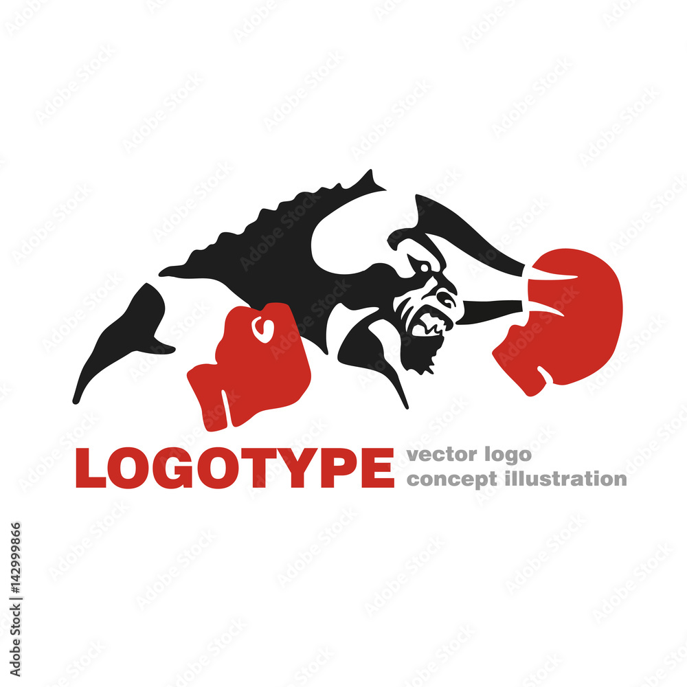 Bull Boxing gloves vector logo template creative illustration. Bull ...