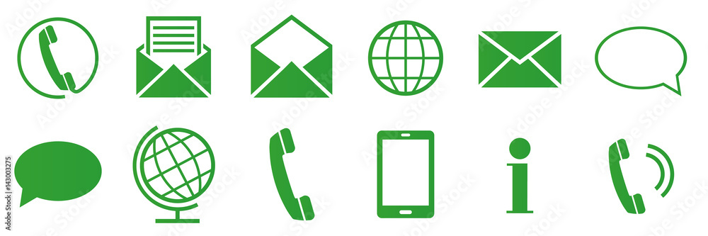 Set of simple green contact icons Stock Vector | Adobe Stock
