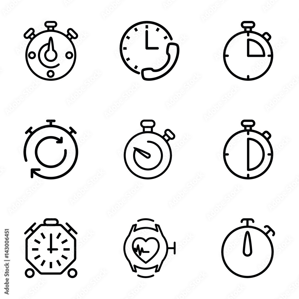Vetor de Set of 9 interval outline icons do Stock | Adobe Stock