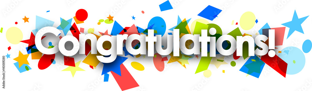 Congratulations paper banner with confetti. Stock Vector | Adobe Stock