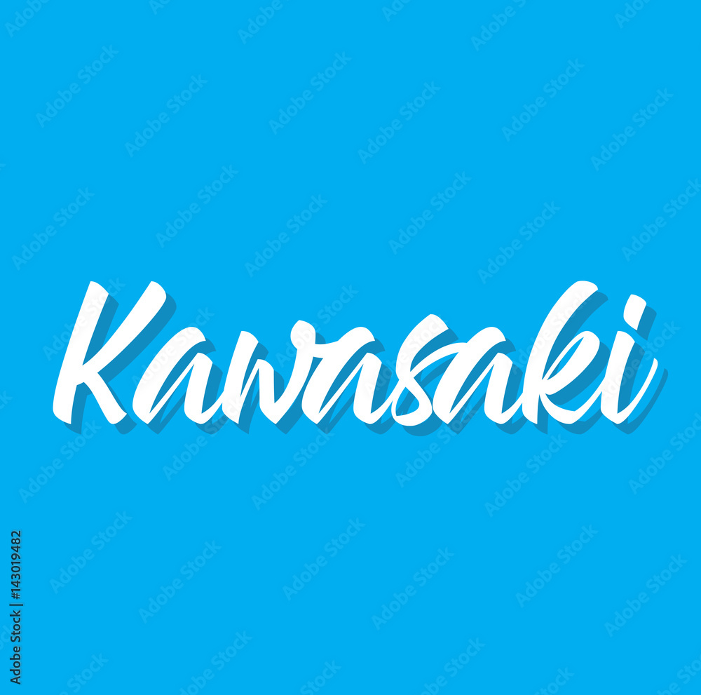 kawasaki, text design. Vector calligraphy. Typography poster.text ...