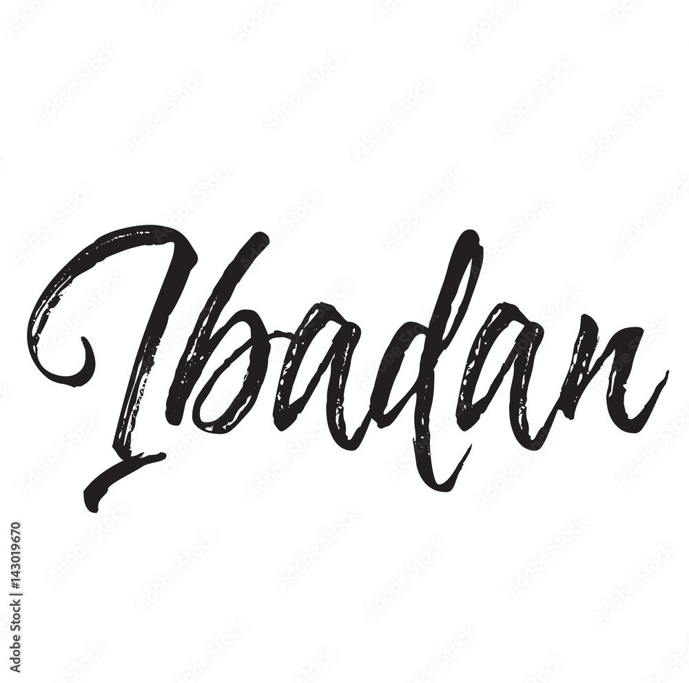 ibadan, text design. Vector calligraphy. Typography poster.text design ...