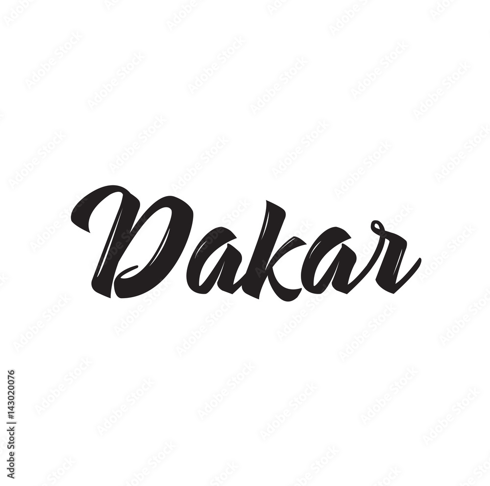 dakar, text design. Vector calligraphy. Typography poster.text design ...