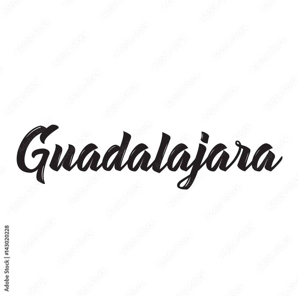 guadalajara, text design. Vector calligraphy. Typography poster.text ...