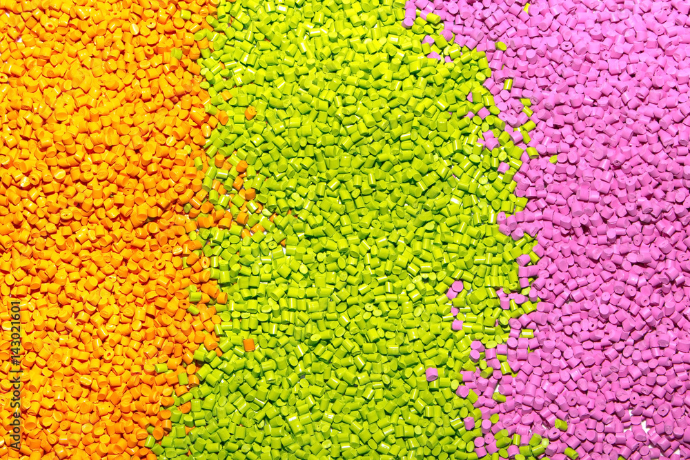 Polymeric dye for plastics. Pigment in the granules on a light ...