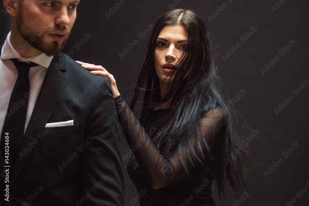 Beautiful female celebrity with bodyguards Stock Photo | Adobe Stock