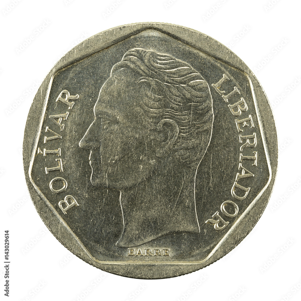 500 venezuelan bolivar coin (1998) reverse isolated on white background ...