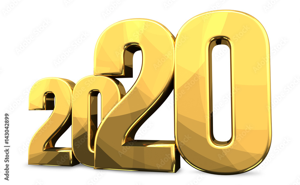 2020 golden bold letters 3d rendering Stock Illustration | Adobe Stock