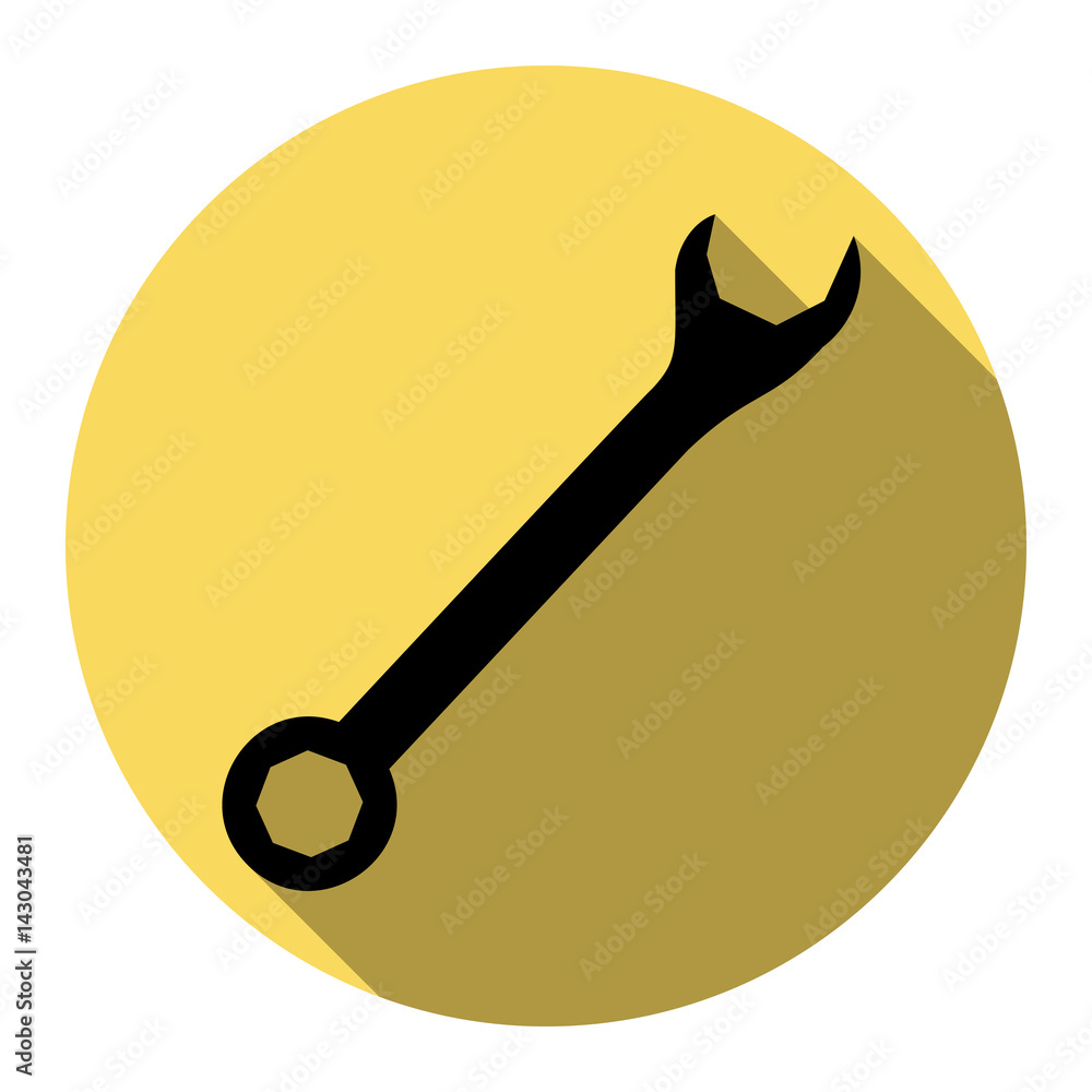 Crossed wrenches sign. Vector. Flat black icon with flat shadow on ...