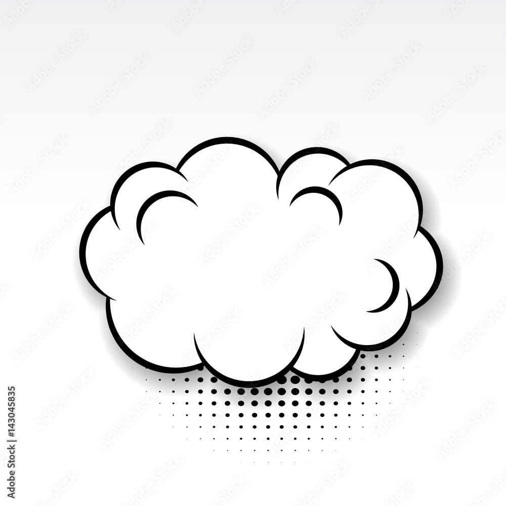 White cloud blank template comics book burst balloon. Bubble icon soft ...
