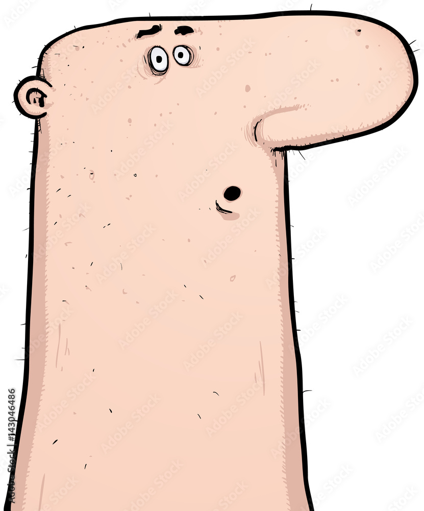 Surprised Looking Bald Man With Big Nose Cartoon Character Stock Vector