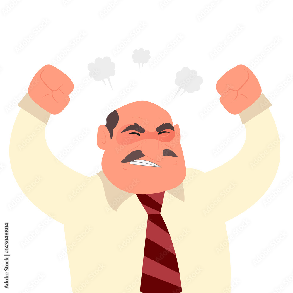 Angry screaming office worker man character. Vector flat cartoon ...