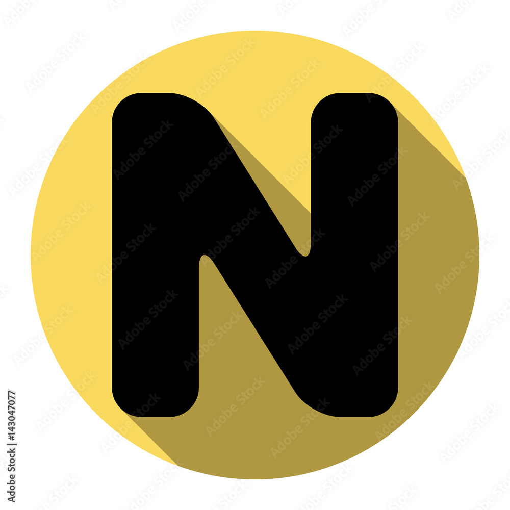 Letter N sign design template element. Vector. Flat black icon with ...