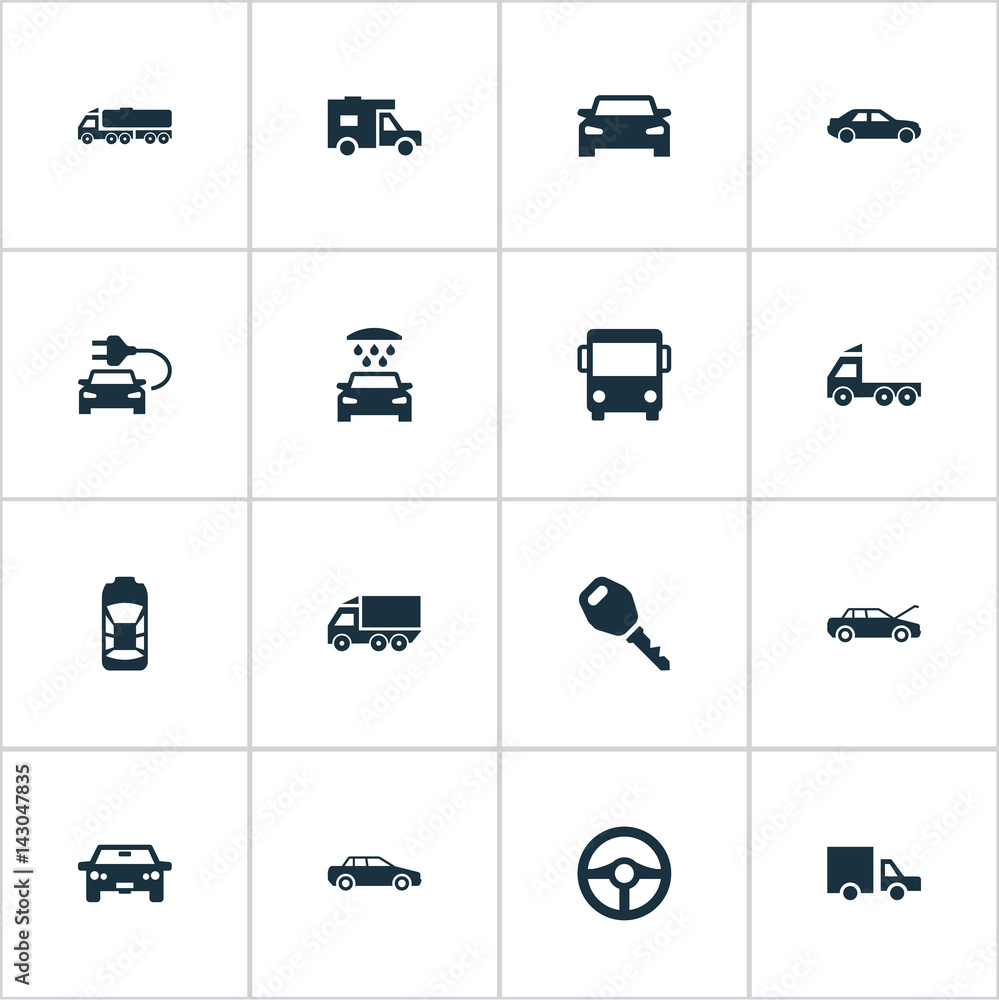Vector Illustration Set Of Simple Auto Icons. Elements Key, Traffic ...