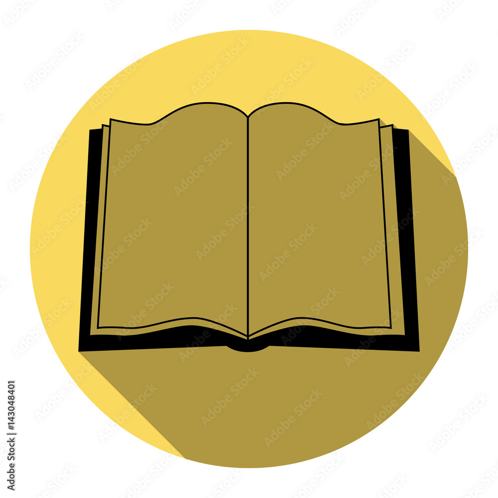Book sign. Vector. Flat black icon with flat shadow on royal yellow ...