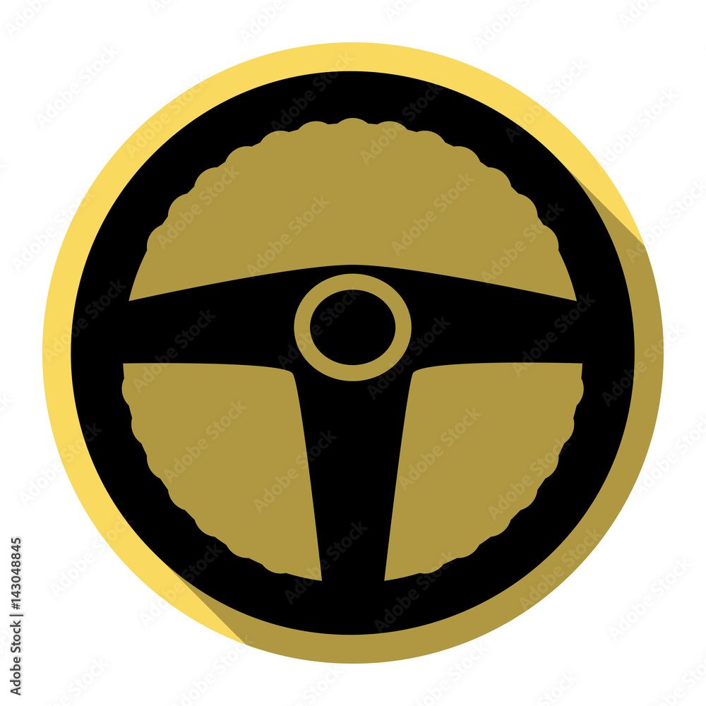 Car driver sign. Vector. Flat black icon with flat shadow on royal ...