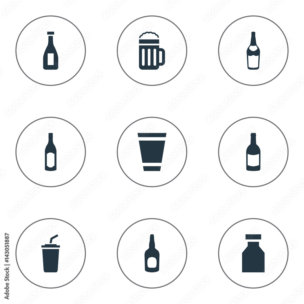Vector Illustration Set Of Simple Beverage Icons. Elements Plastic Mug ...