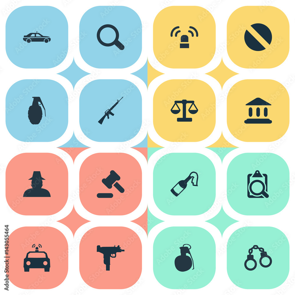 Vector Illustration Set Of Simple Offense Icons. Elements Inspector ...