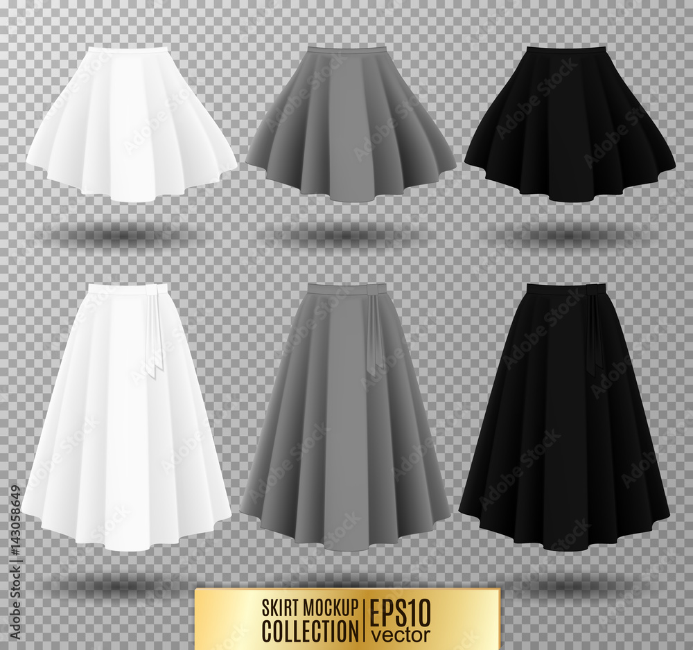 Vector illustration of different model skirt on transparent background ...