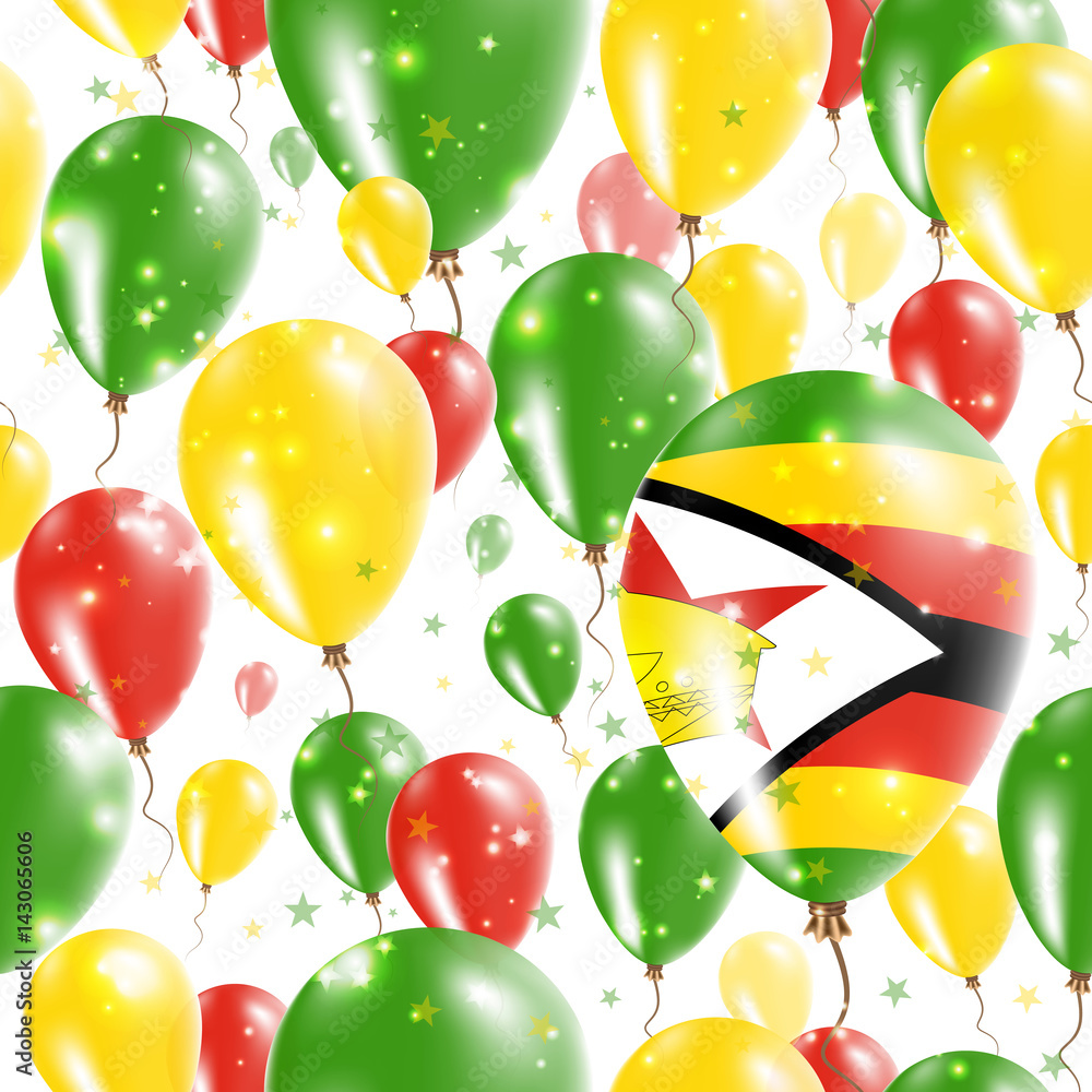 Zimbabwe Independence Day Seamless Pattern. Flying Rubber Balloons in ...